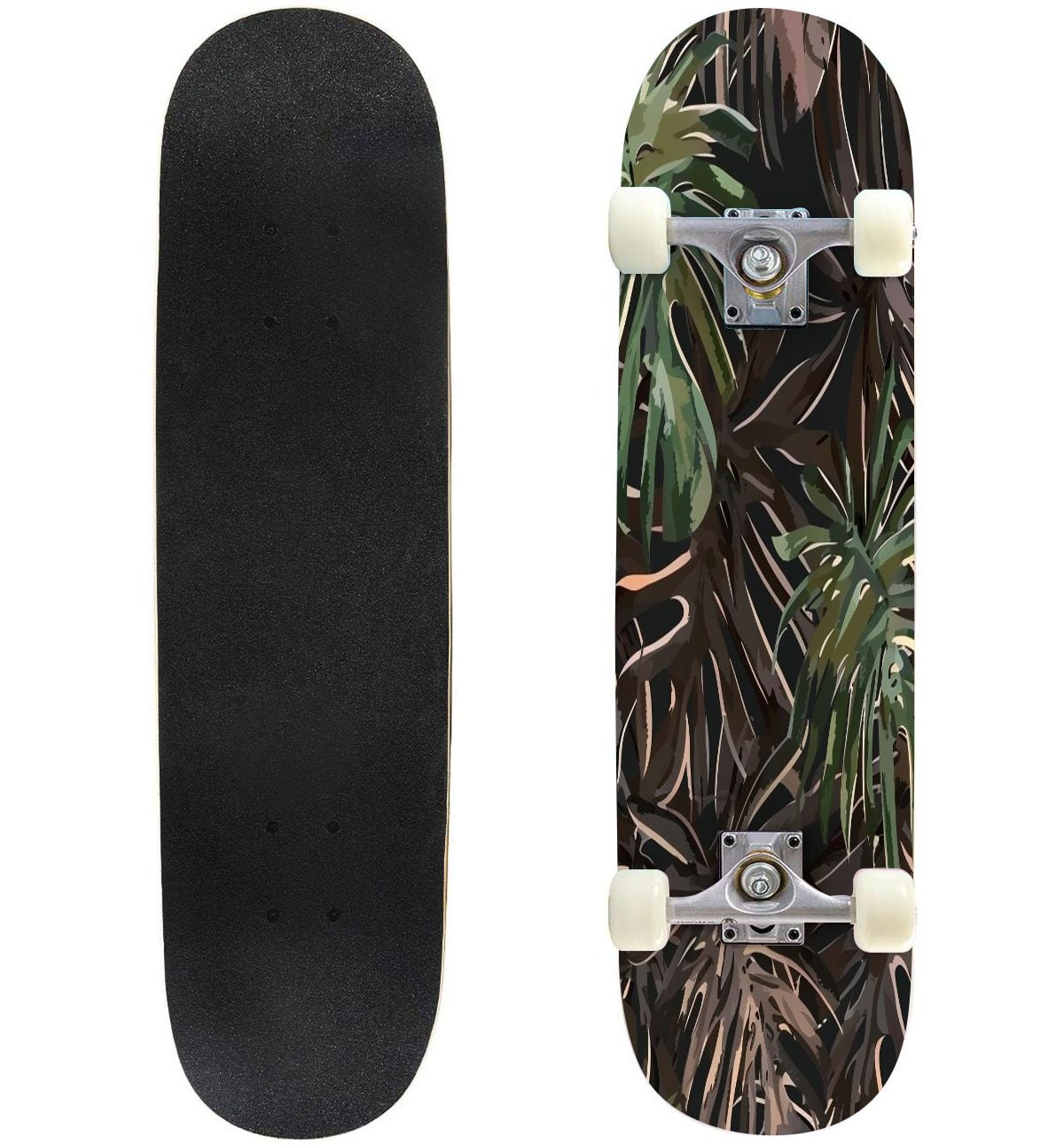 Skateboards for Beginners Tropical Leaves Seamless Texture Bright Drawn ...