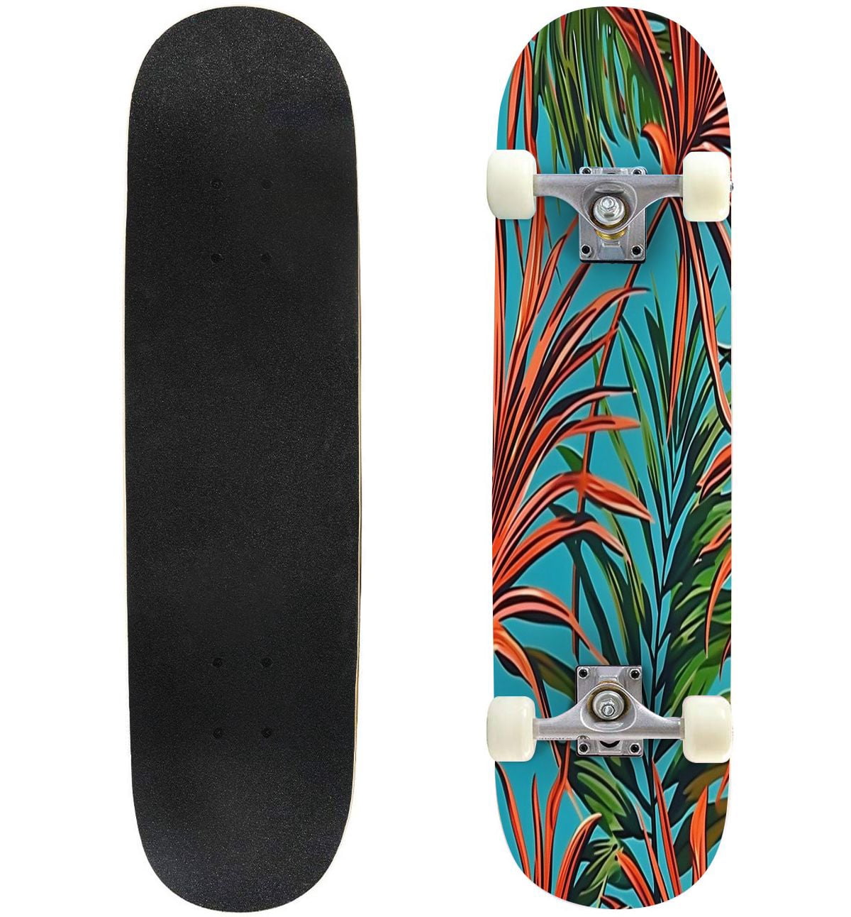 Skateboards for Beginners Tropical palm leaves floral seamless blue ...