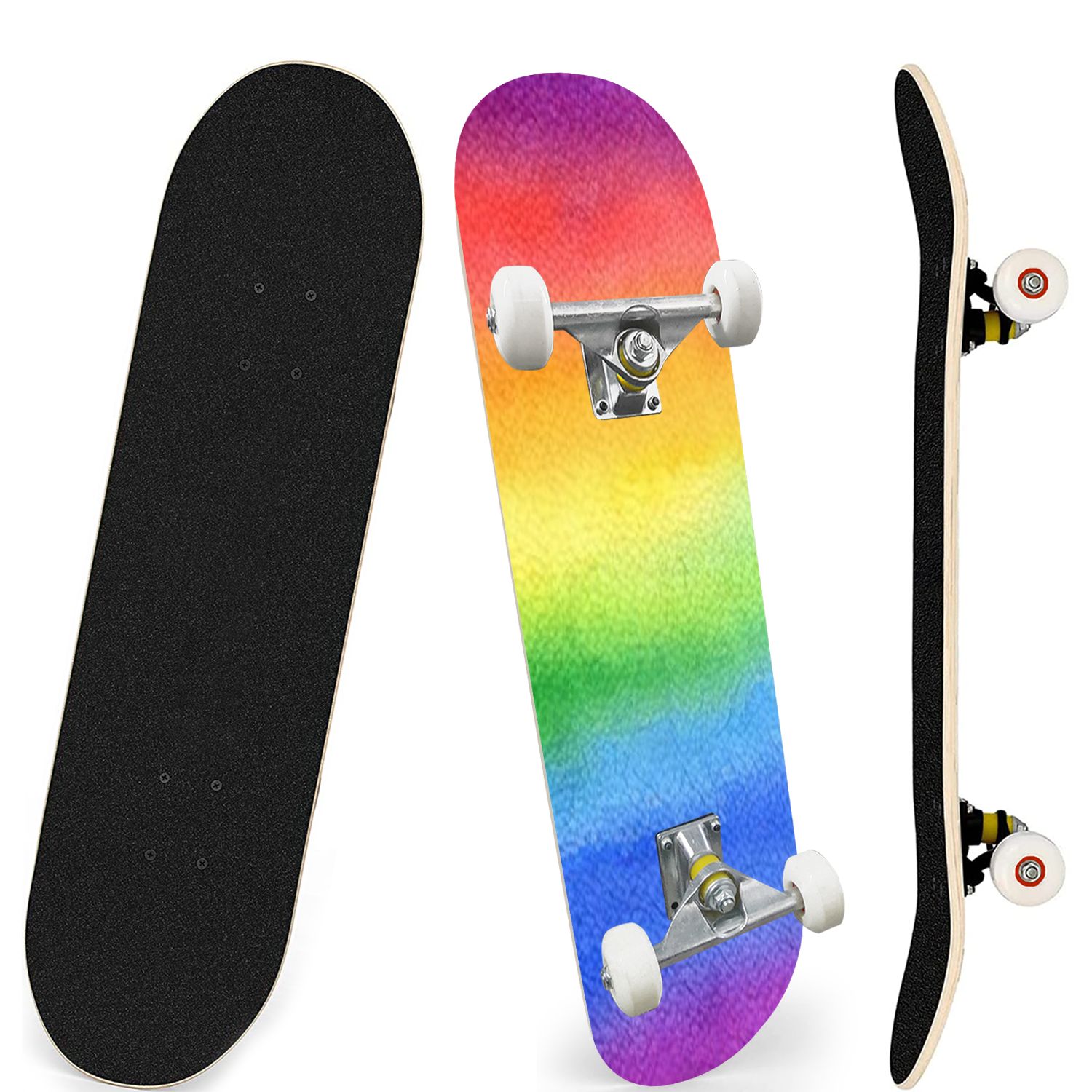 Skateboards for Beginners Watercolor abstract rainbow colorful bright ...