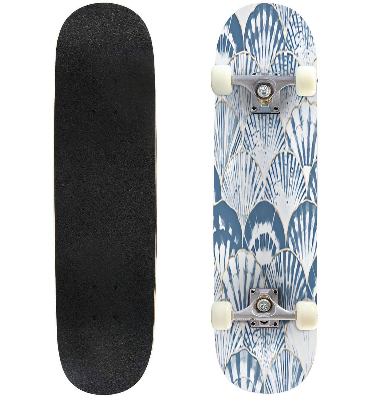 Skateboards for Beginners Watercolor sea shell japanese waves seamless ...