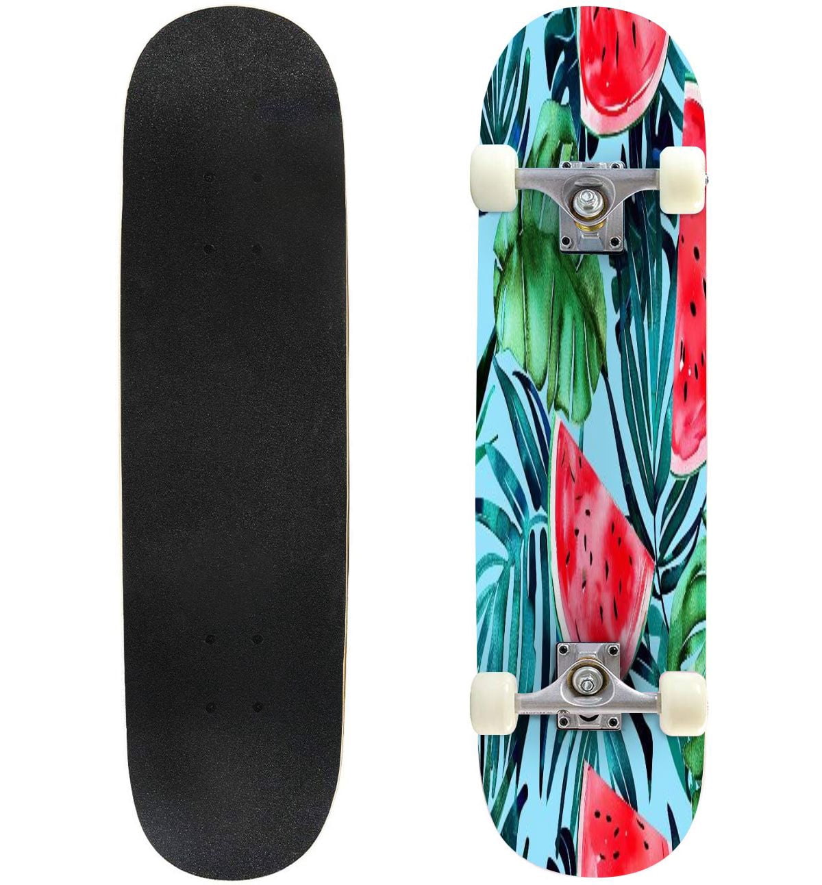 Skateboards for Beginners Watermelons tropical palm leaves seamless ...
