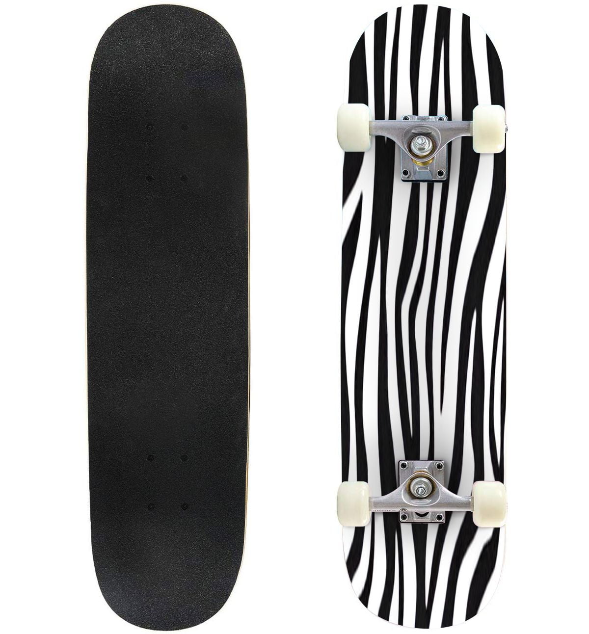 Skateboards for Beginners Zebra skin stripes pattern Animal print black ...