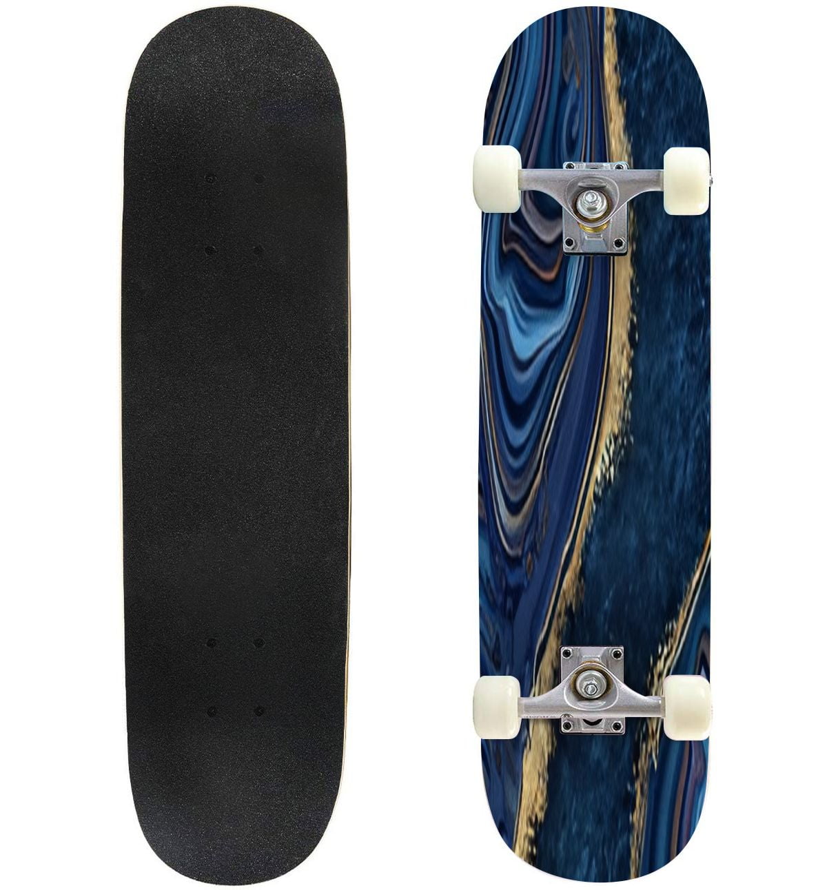 Skateboards for Beginners abstract blue marble agate granite mosaic ...