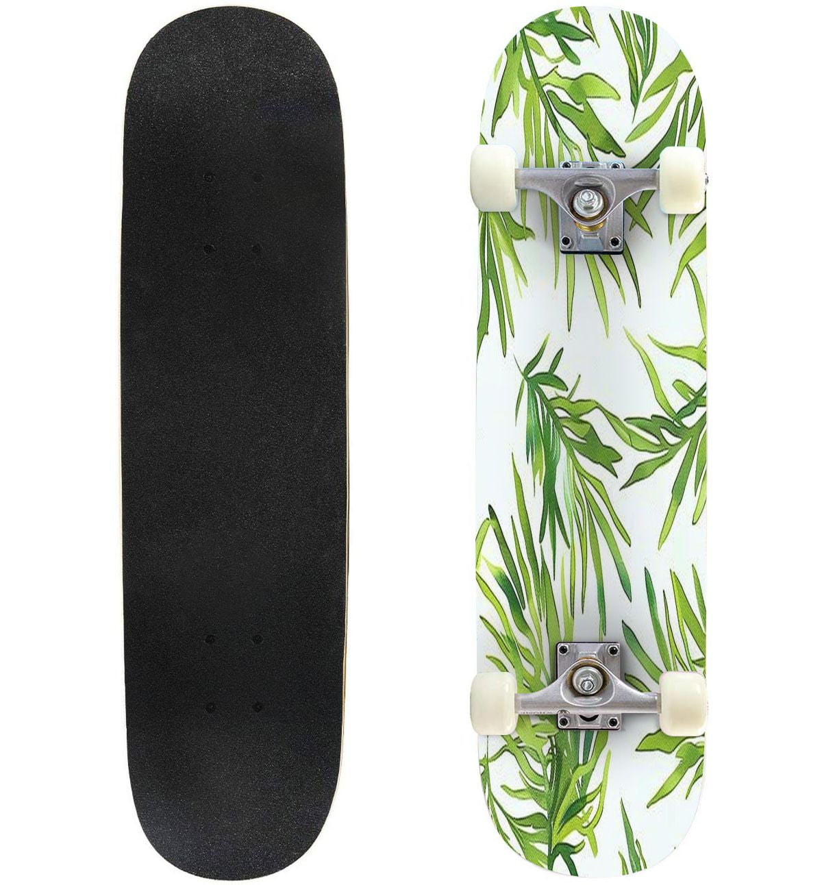 Skateboards for Beginners bamboo leaves green watercolor 31"x8" Maple ...