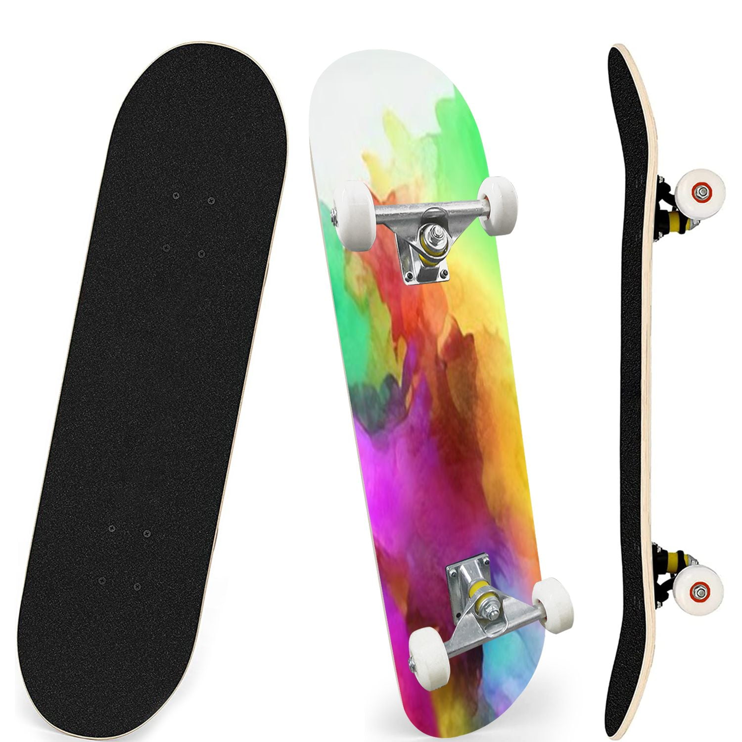 Skateboards for Beginners bright rainbow colored watercolor paints ...