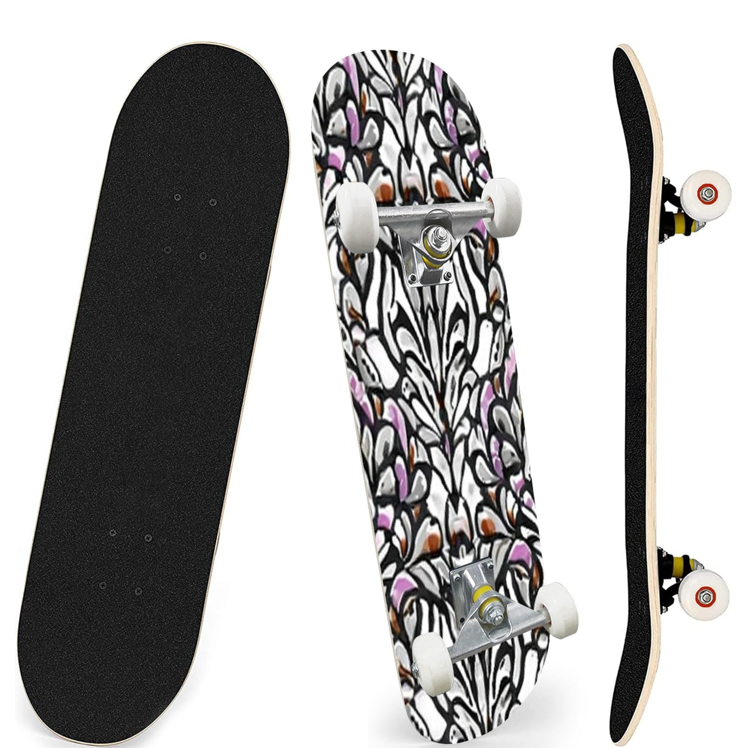 Skateboards for Beginners floral drawn line Seamless texture for web ...