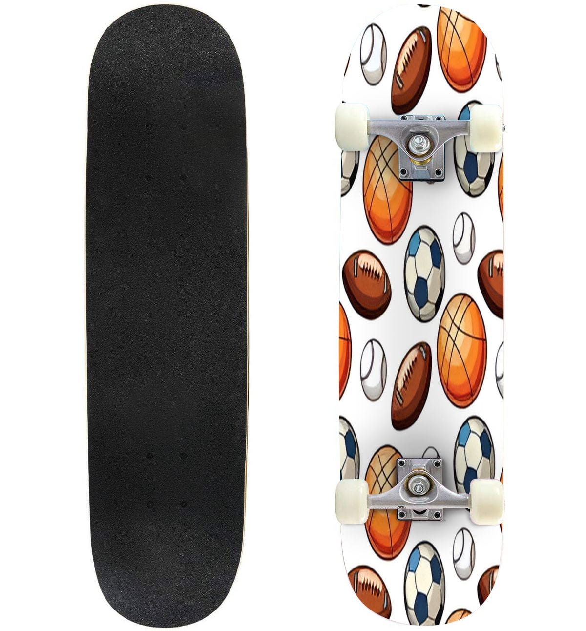 Skateboards for Beginners hand drawn different sports balls seamless ...