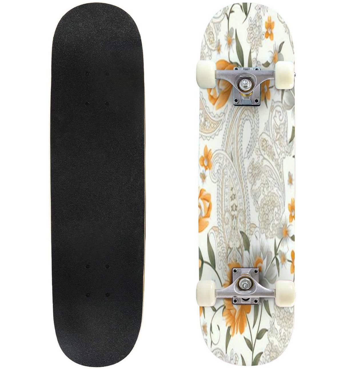 Skateboards for Beginners seamless Indian paisley flower 31"x8" Maple ...