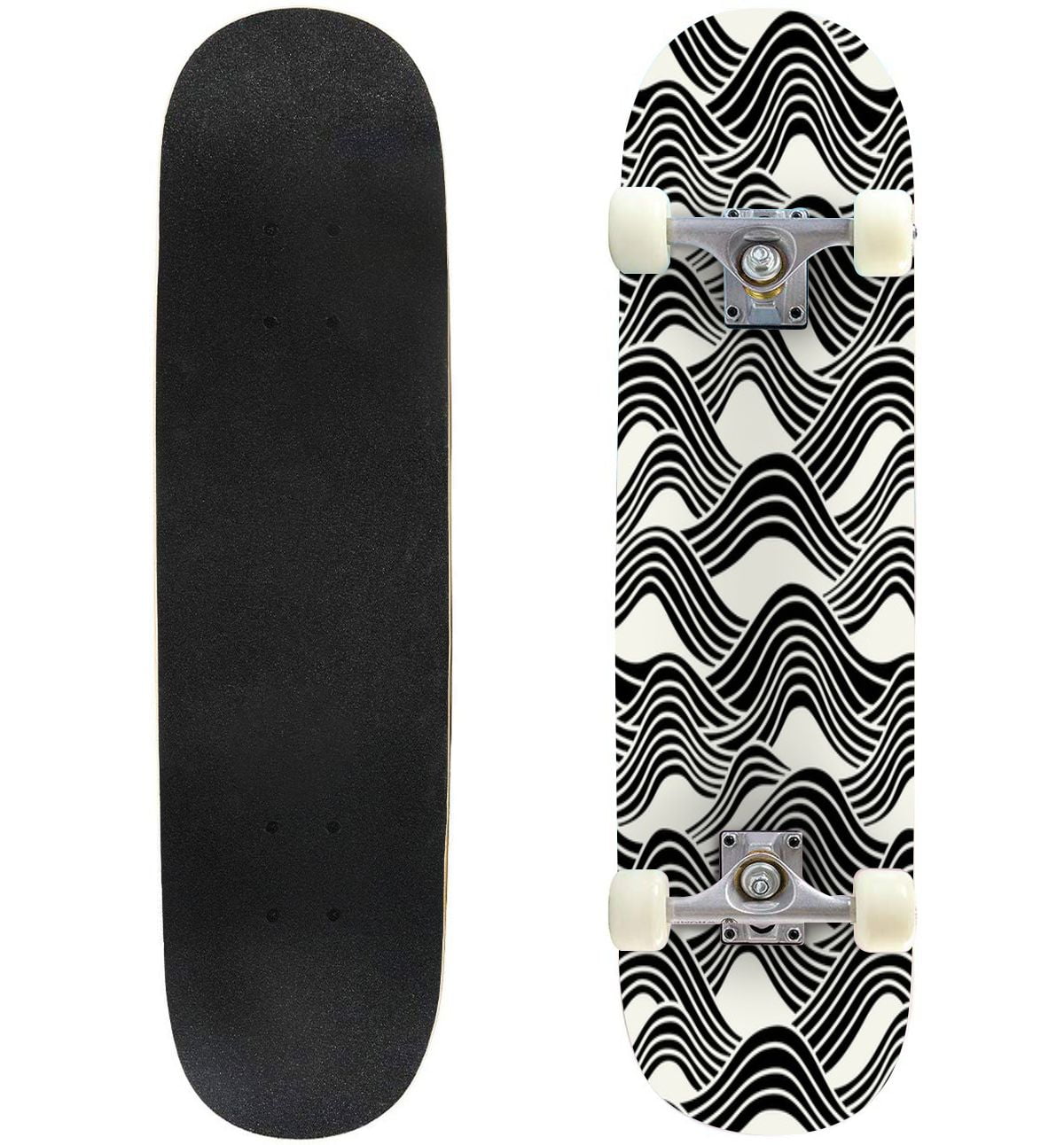 Skateboards for Beginners seamless pattern Stylised linear ocean waves ...