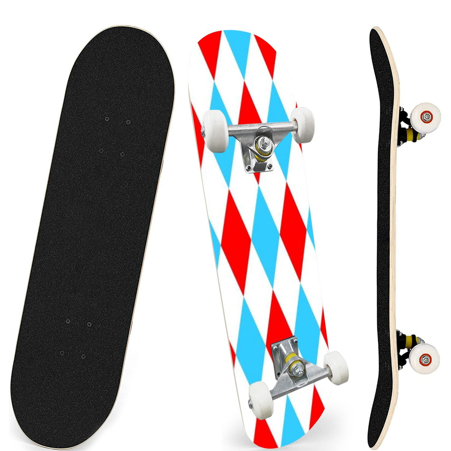 Skateboards for Beginners seamless pattern blue red white rhombus Clown ...