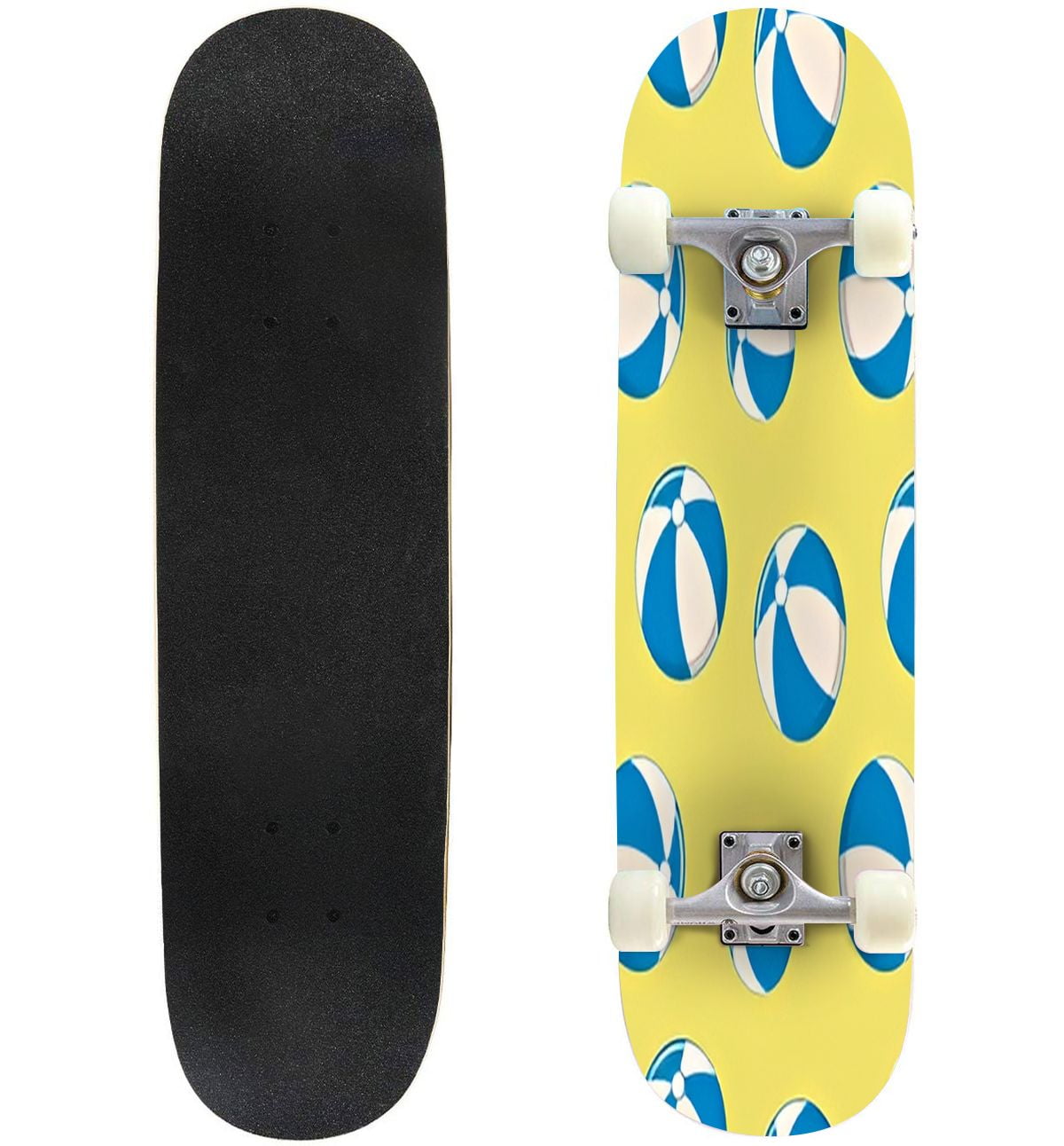 Skateboards for Beginners sport ball seamless pattern yellow background ...