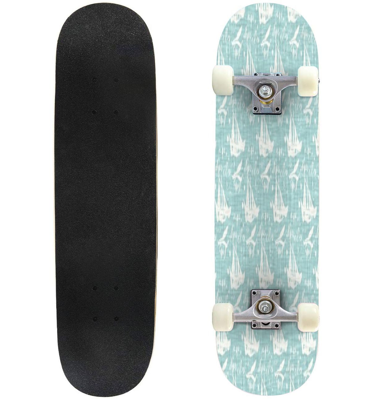 Skateboards for Beginners teal blue white vibrant sailing boat tile ...