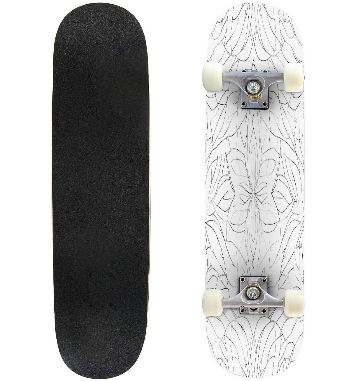 Skateboards for Beginners thin lines stylized leaves white abstract ...