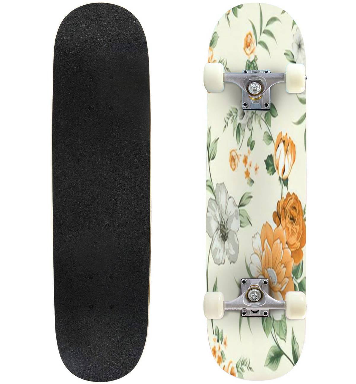 Skateboards for Beginners vintage flower seamless 31"x8" Maple Double ...