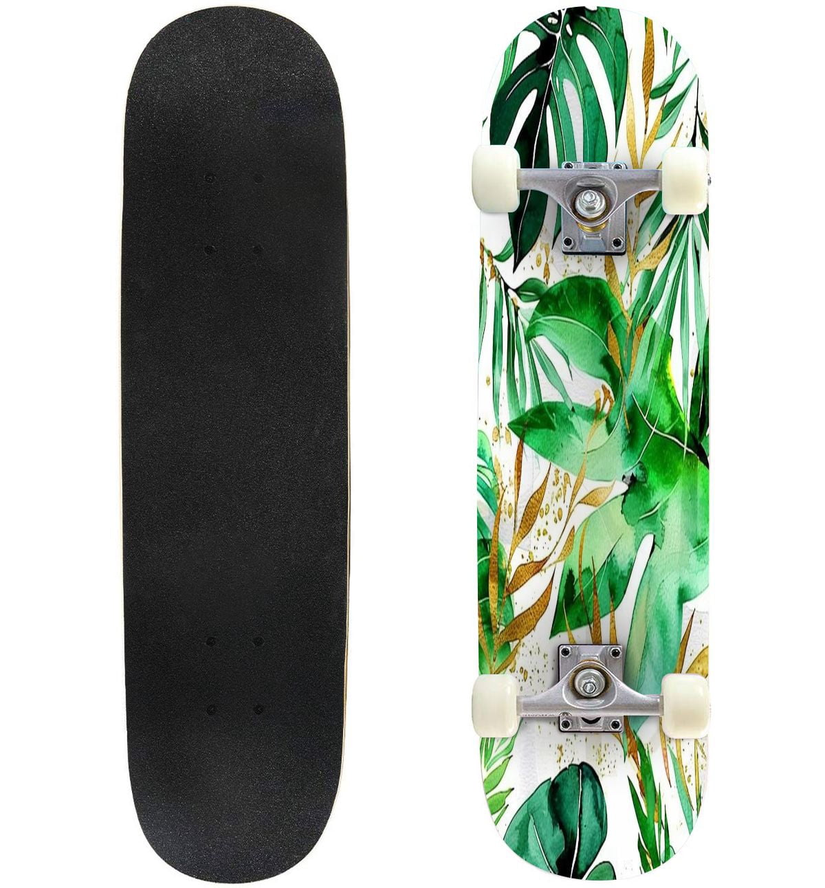 Skateboards for Beginners watercolor drawing seamless tropical leaves ...