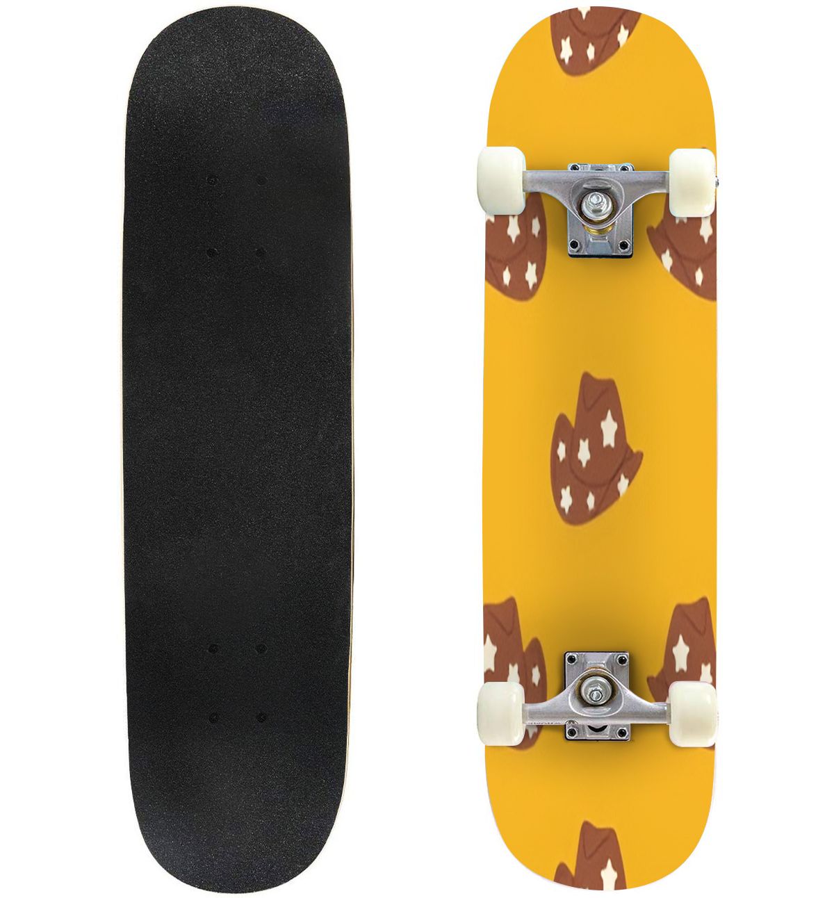 Skateboards for Beginners western seamless pattern cowboy hats Sheriff ...