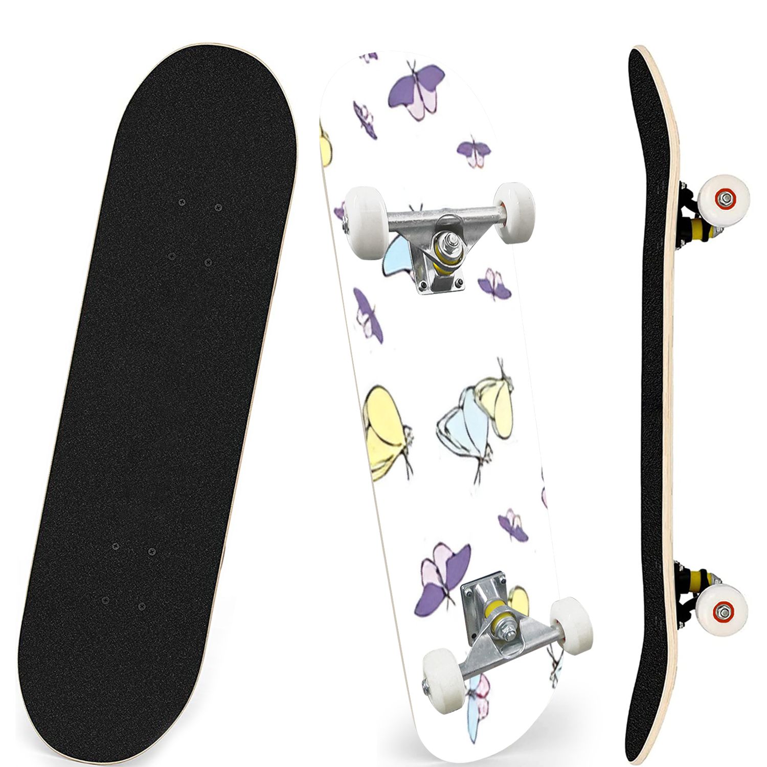 Skateboards for Beginners white butterfly seamless pattern butterflies ...