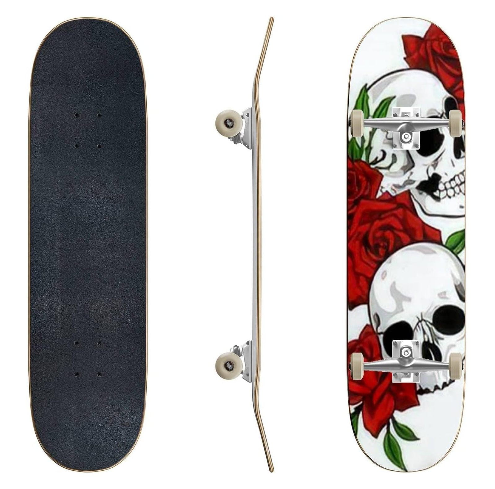 Skateboards and Roses Design as Tatoo Classic Concave Skateboard Cool ...