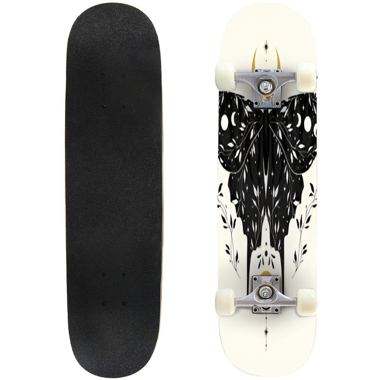 Skateboards black butterfly moon phases Boho art print Modern poster ...