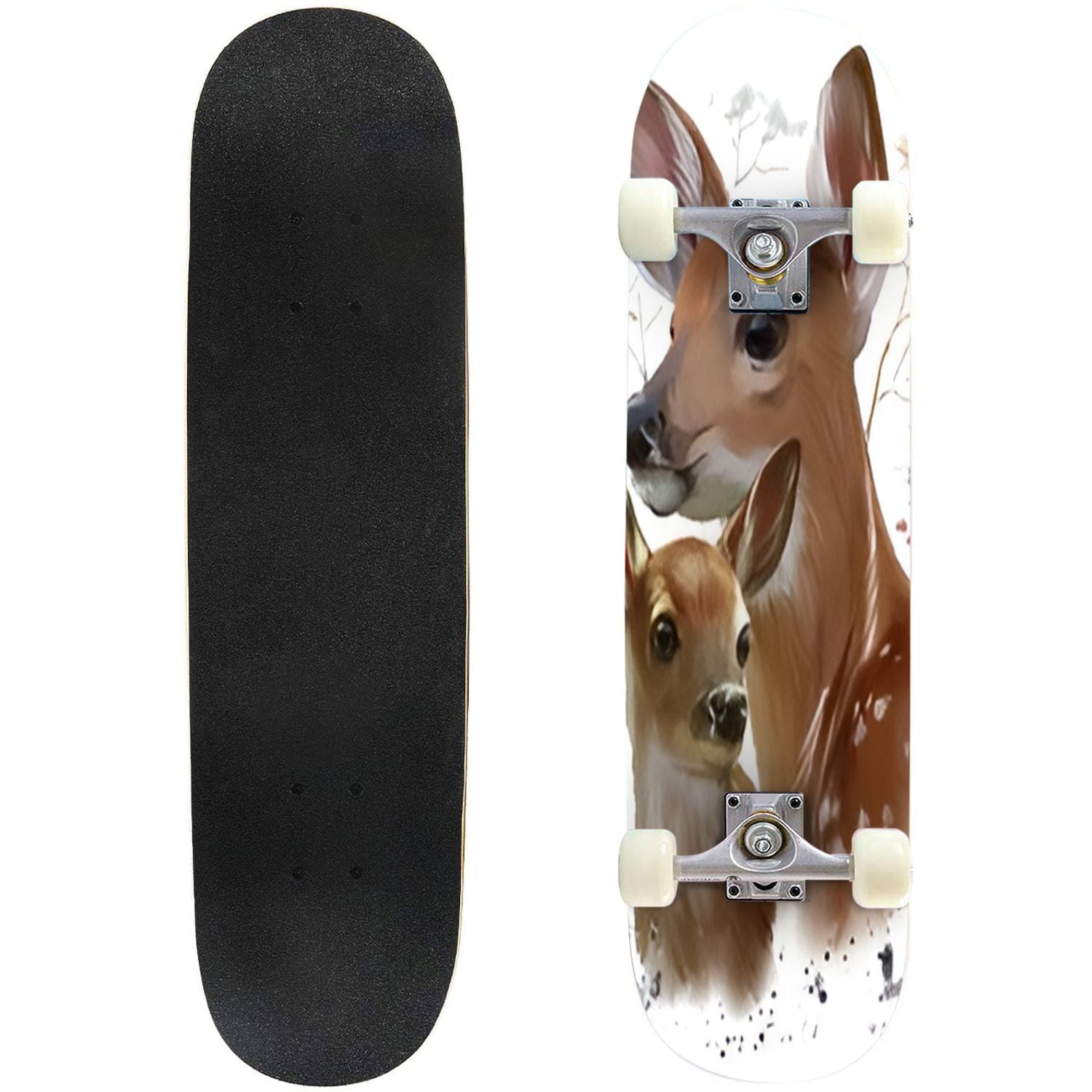 Skateboards deer watercolor Maple Double Kick Standard Skateboard Pro ...