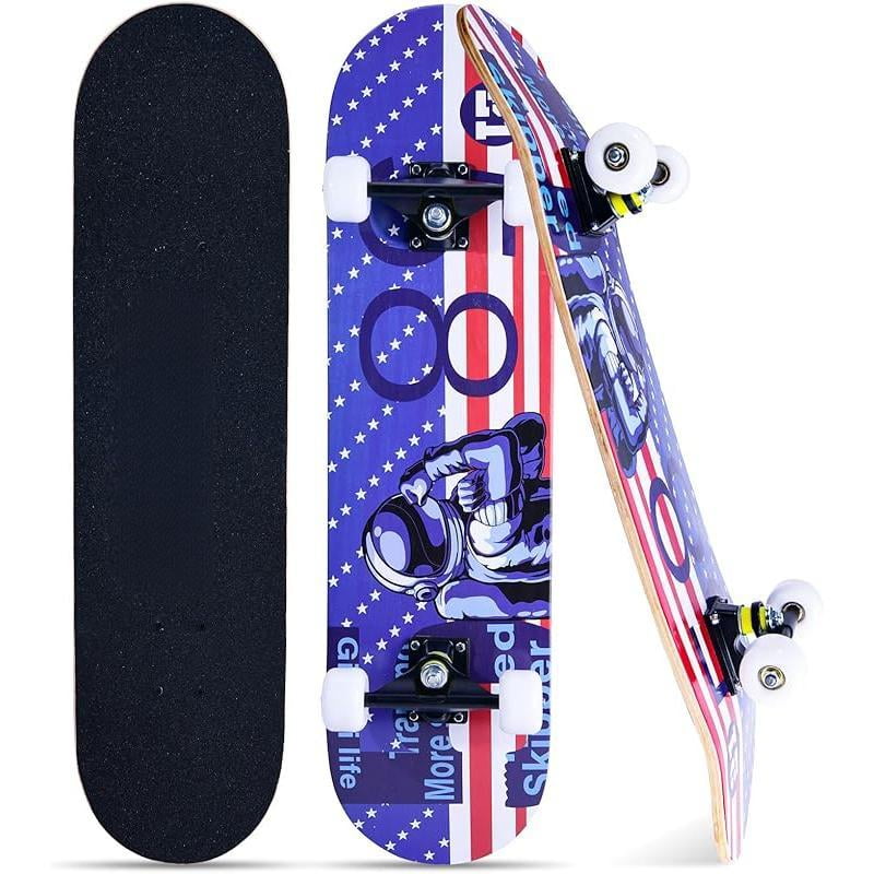 Skateboards for Beginners Kids Boys Girls and Adults,31''x8'', 7-Layer ...