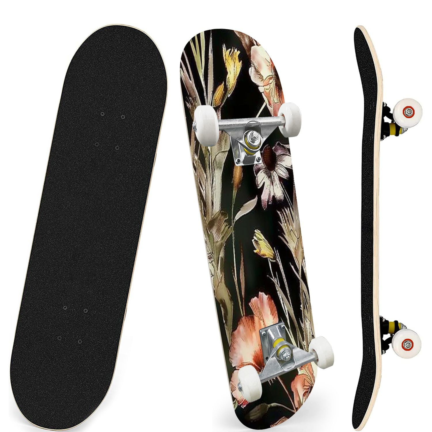 Skateboards for Beginners Wild Flowers Seamless 7 Layer Maple Wood ...