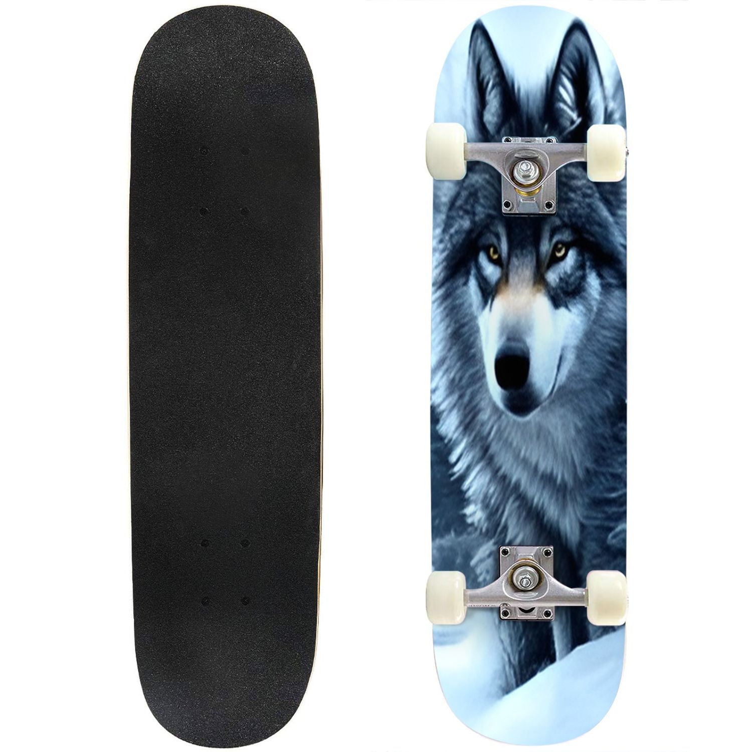Skateboards A magnificent wolf ta snowy winter forest Maple Double Kick ...