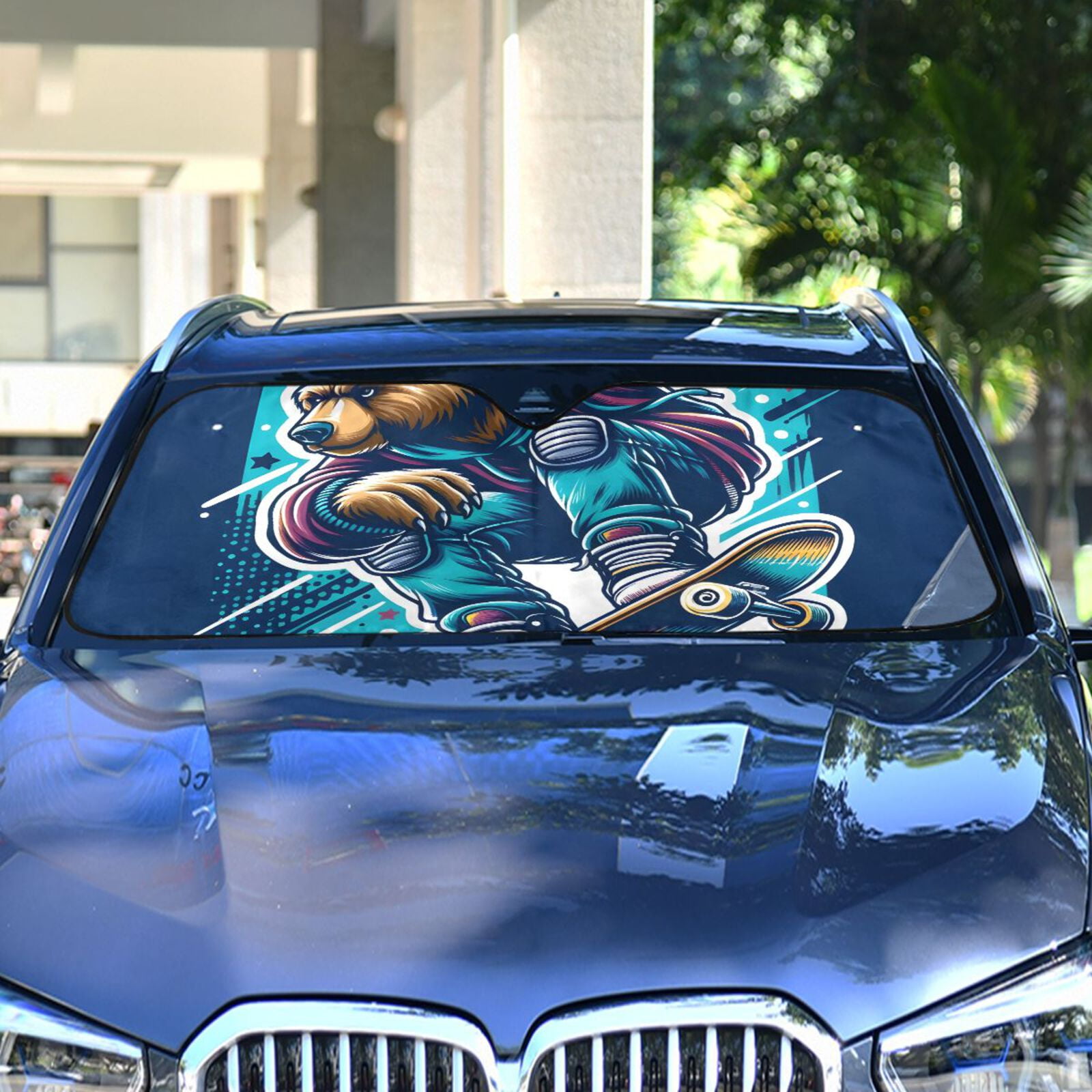 Skater Bear Skateboard Automotive Front Car Windshield Sun Shade ...