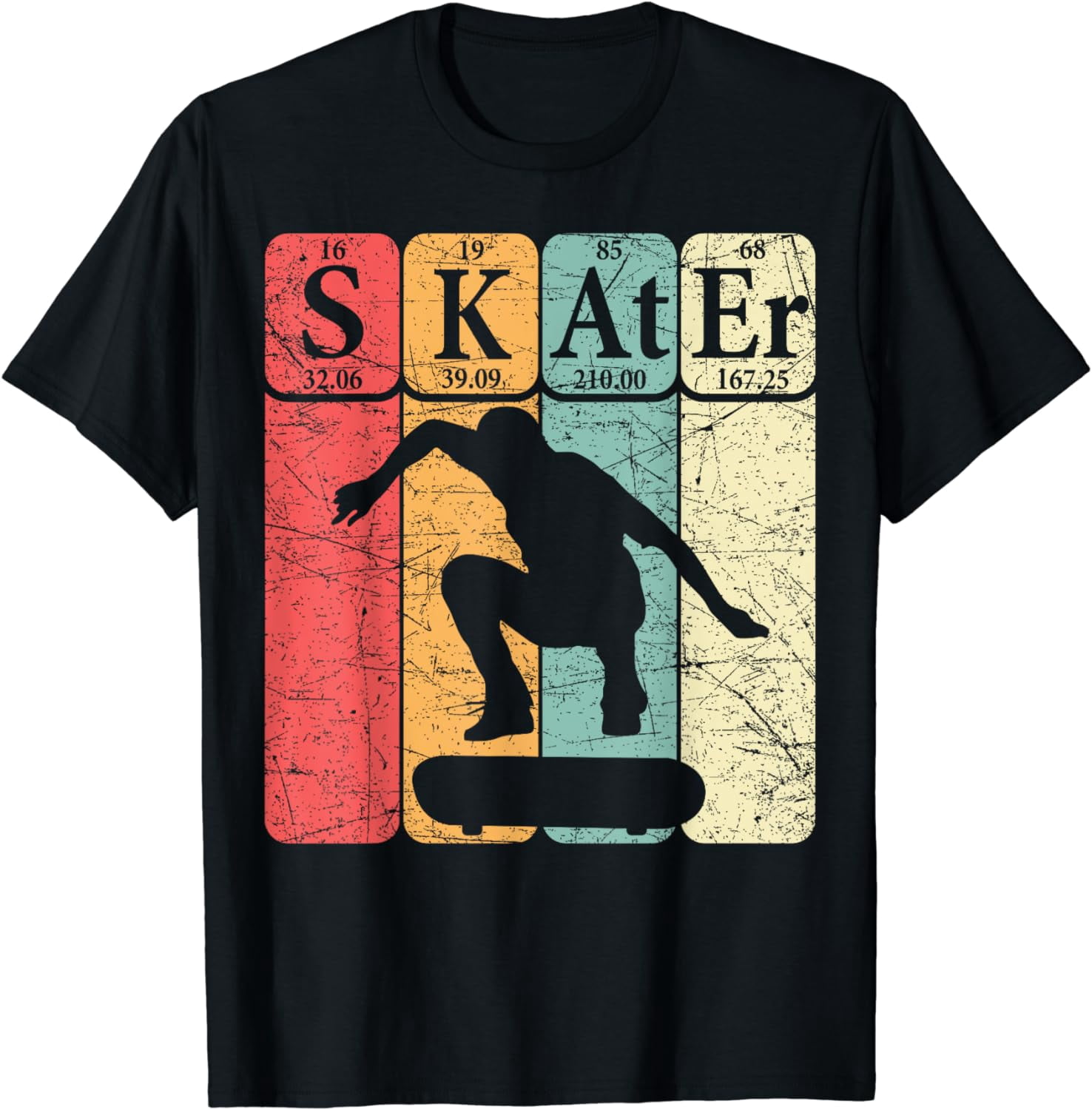 Skater Periodic Table Elements Skateboard Nerd Vintage T-Shirt ...