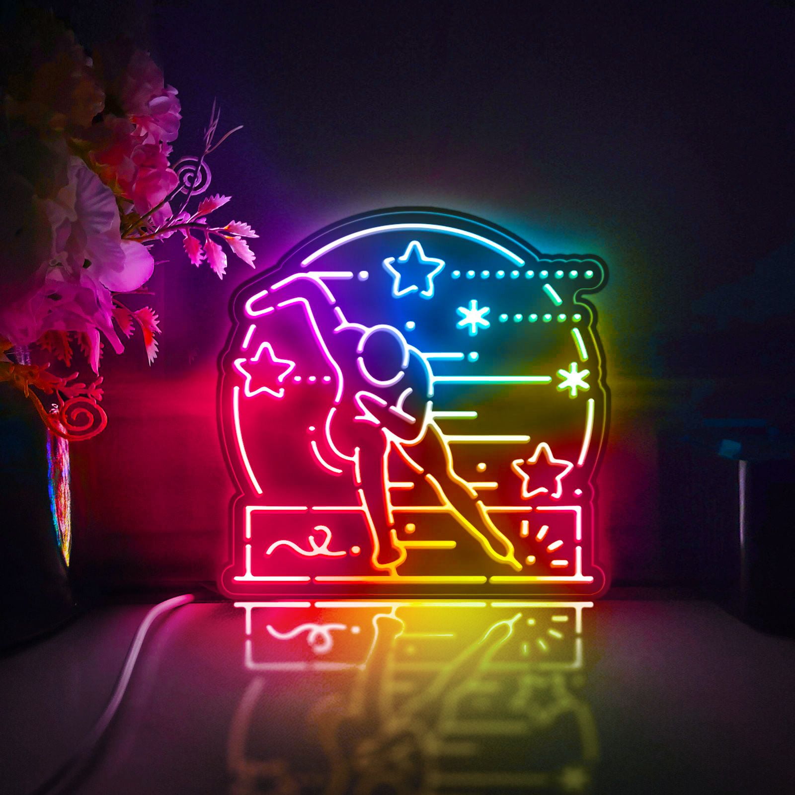Skating Led Light Box, Dimmable Neon-Like Light Signs USB Power for Wall Decor Bedroom ...