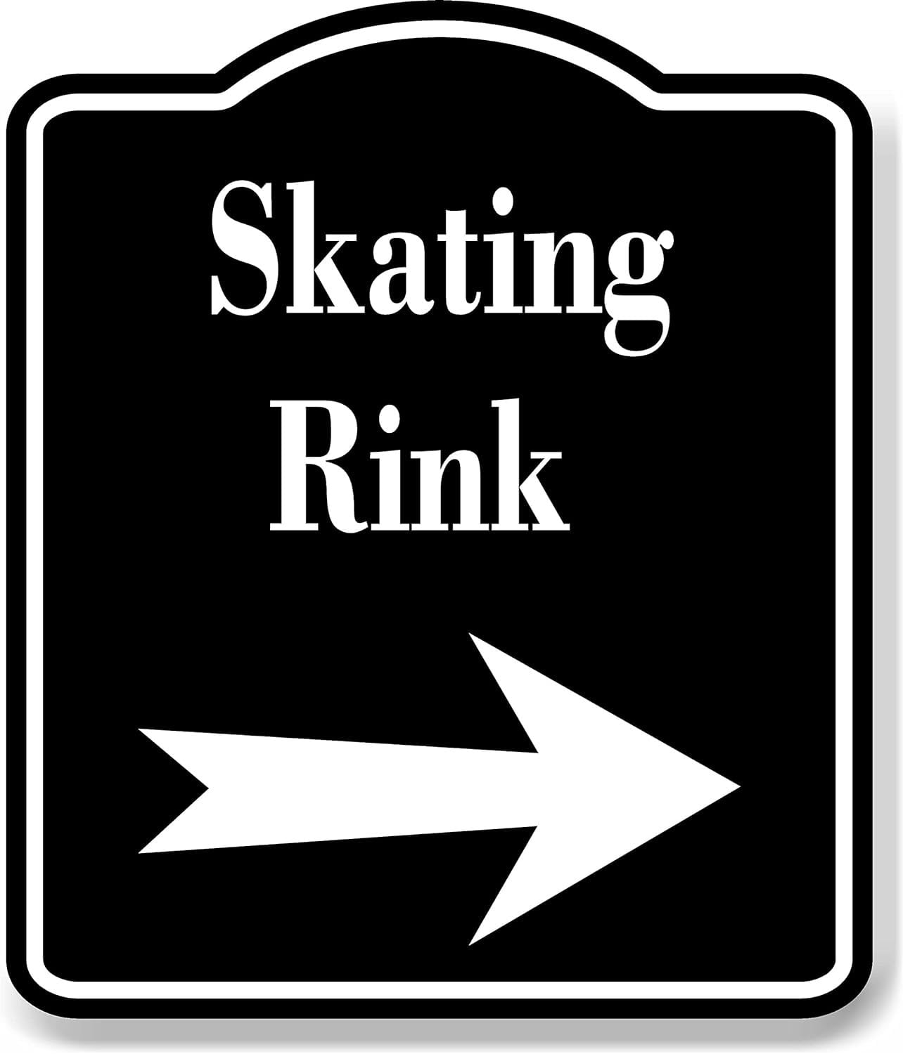 Skating Rink Right Arrow BLACK Aluminum Composite Sign, 20"x24 ...