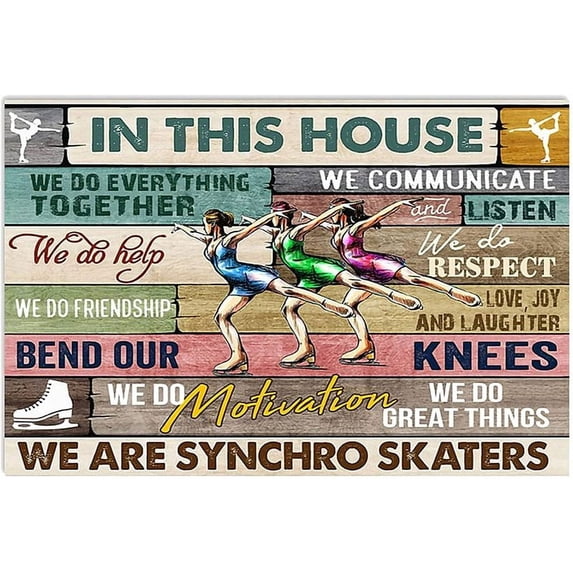 Skating Skating in This House We are Synchro Skates Poster Metal Signes ...