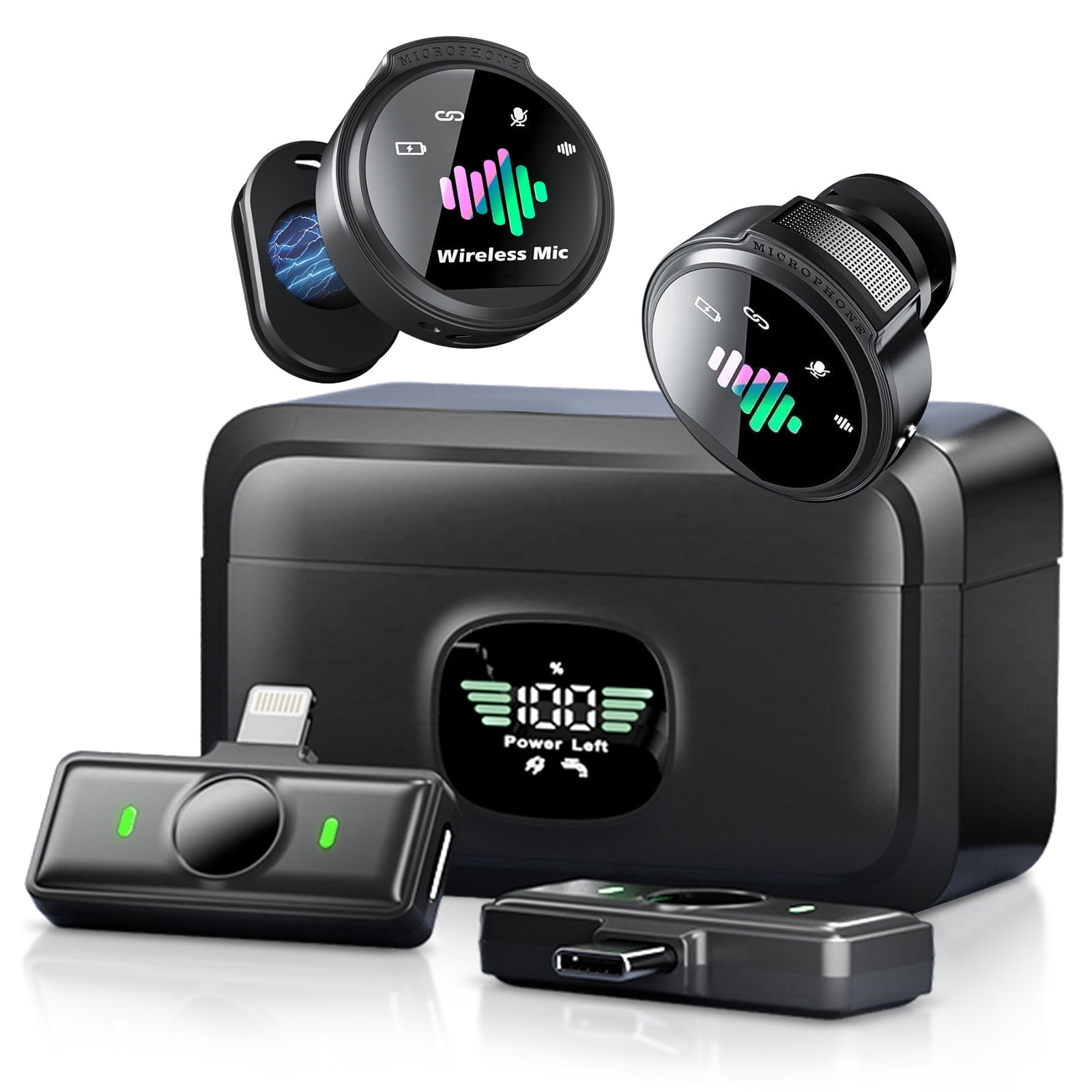 Skdwakiz Wireless Lavalier Microphone with Charging Case, 80 Hr Battery ...