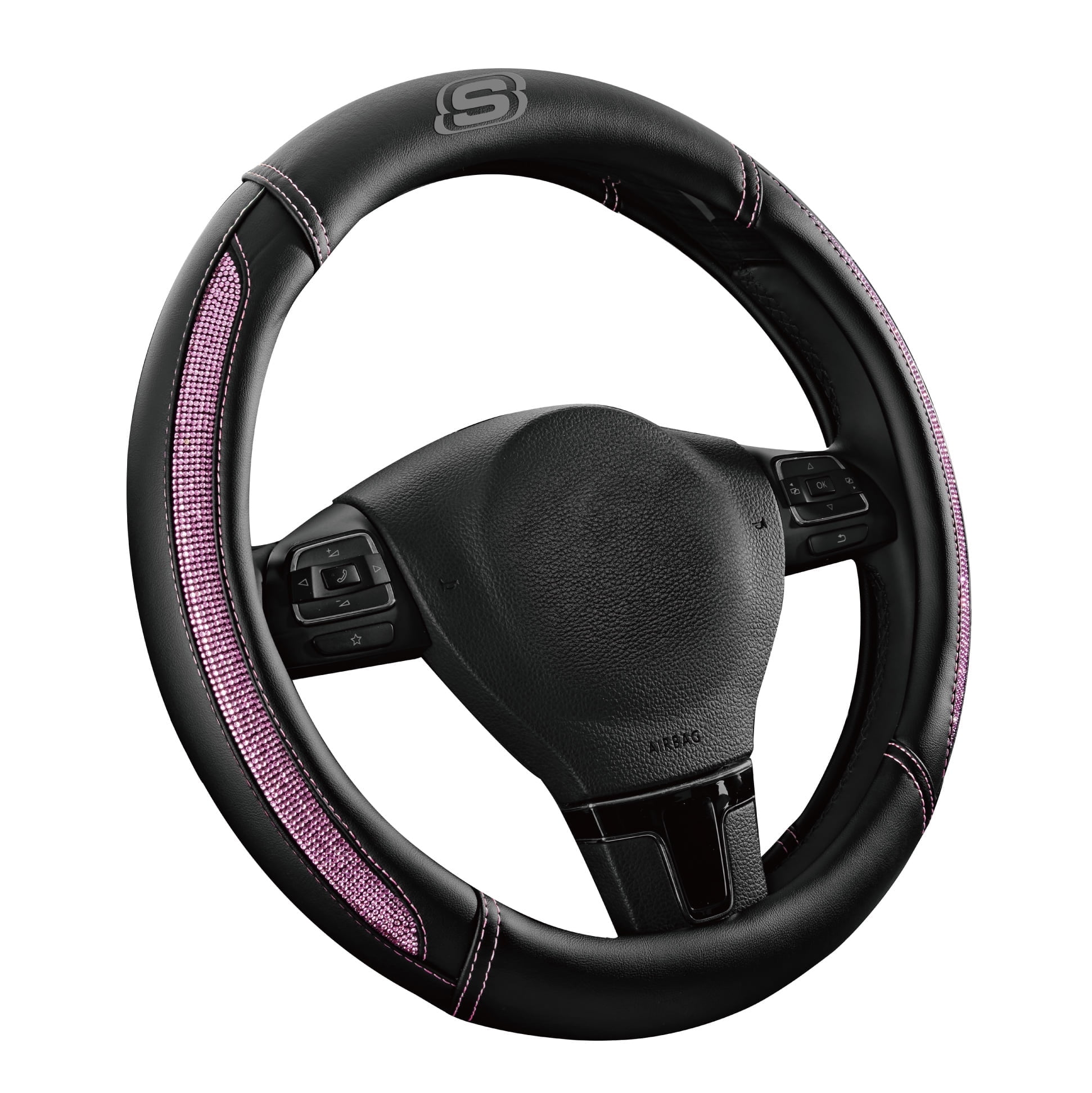 Skechers Bling Diamond Steering Wheel Cover, Leather Car Steering Wheel ...