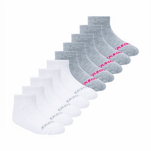 Skechers Kids Girls' 10 Pack 1/2 Terry No Show Socks, White/Grey, 5-6.5 ...