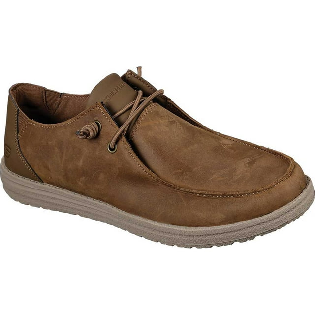 Skechers Relaxed Fit Leather Moc Toe Slip-On Shoes with Memory Foam Cushion - Walmart.com