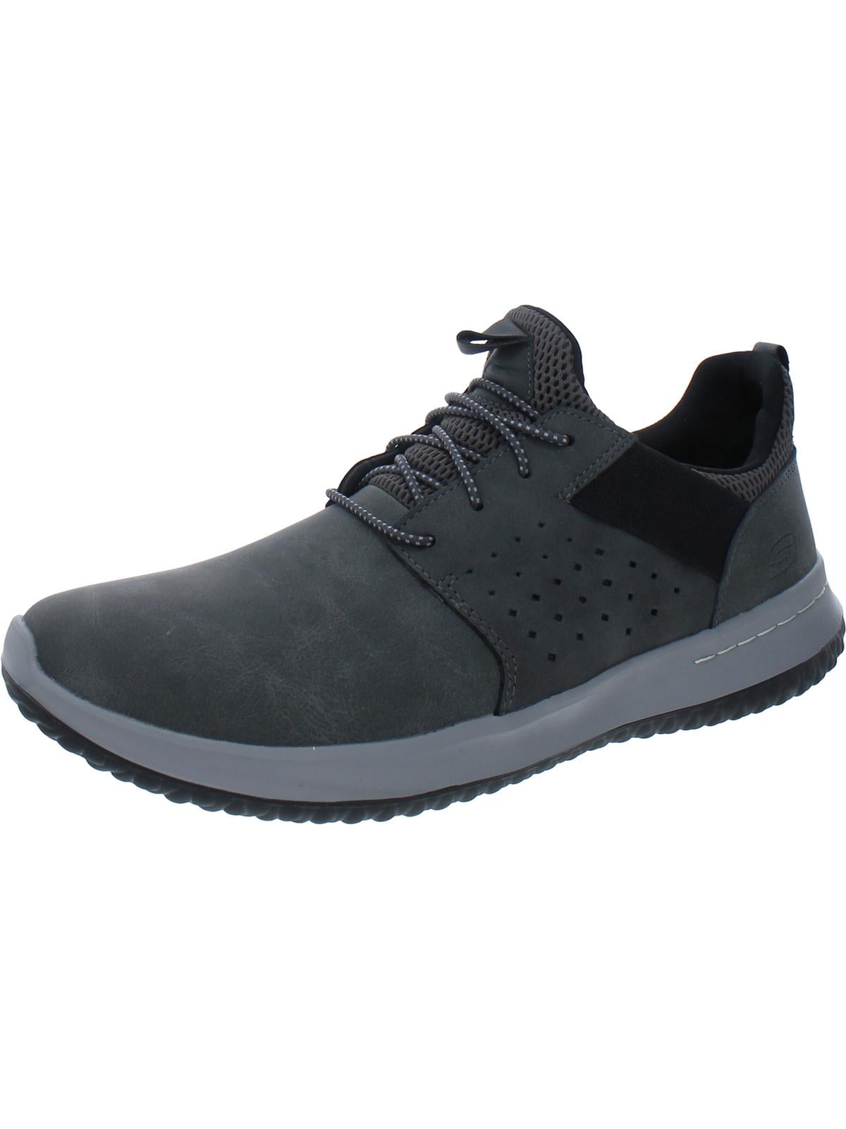 Skechers Mens Delson-Axton Leather Memory Foam Sneakers - Walmart.com