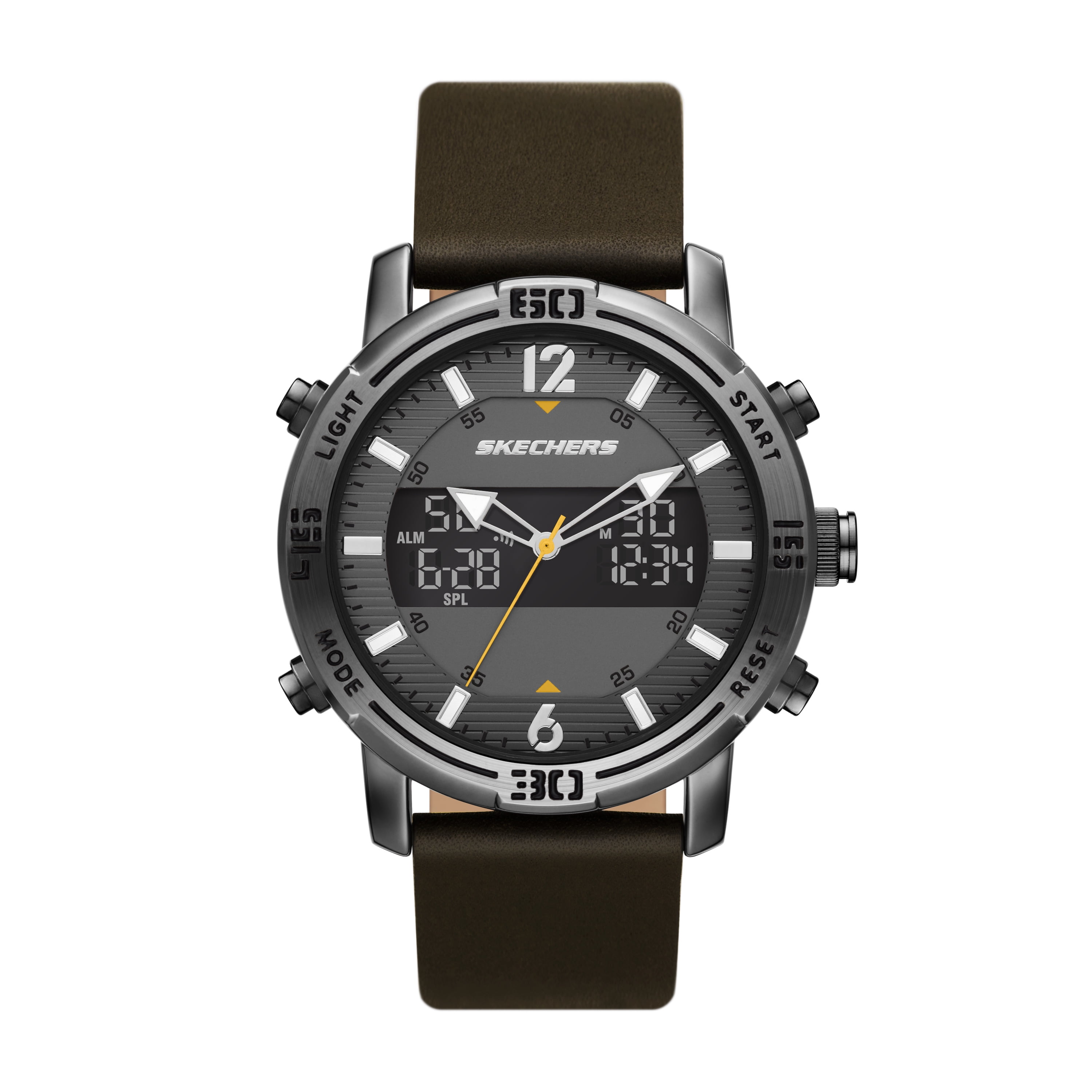 Skechers Redlands Men's 47MM Analog-Digital Watch with Genuine Leather ...