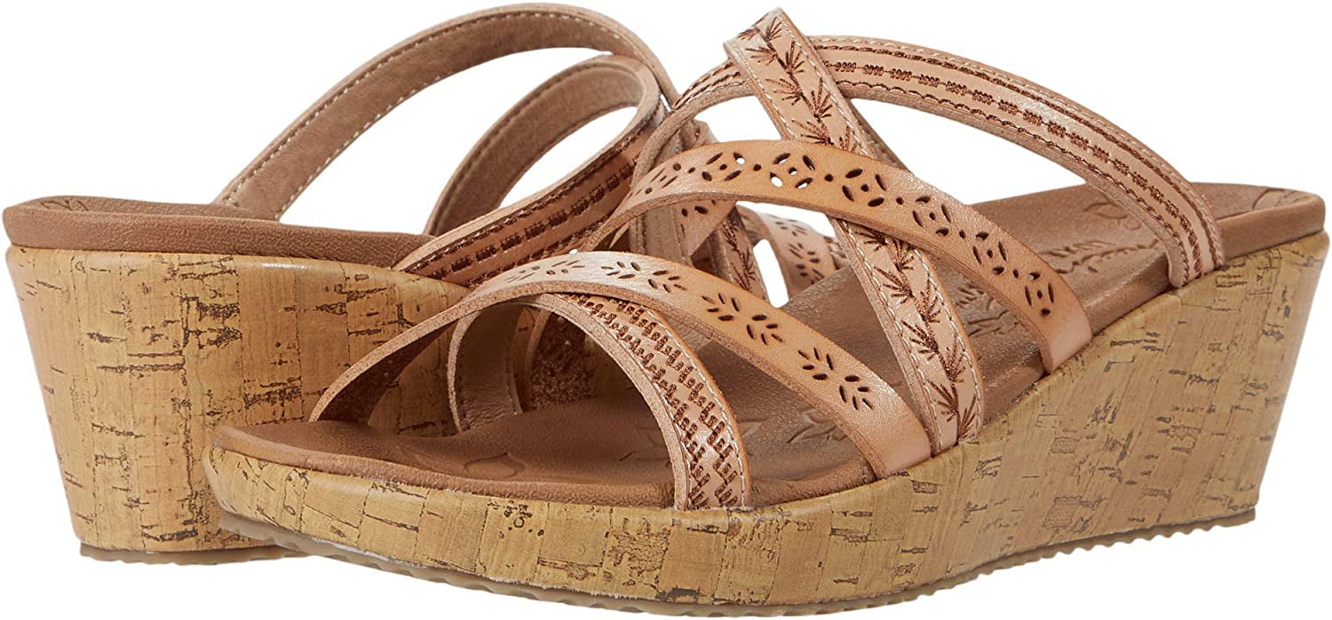 Skechers Women's Beverlee-Tiger Posse Wedge Sandal Natural 10 Wide ...