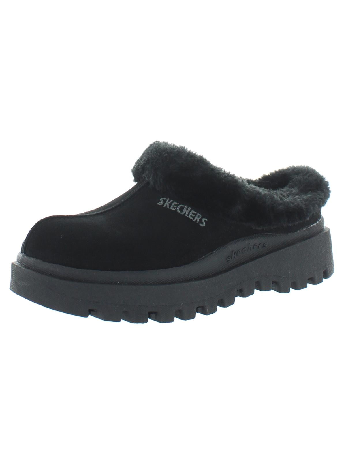Skechers Womens Shindigs-Fortress Suede Faux Fur Lined Clogs - Walmart.com