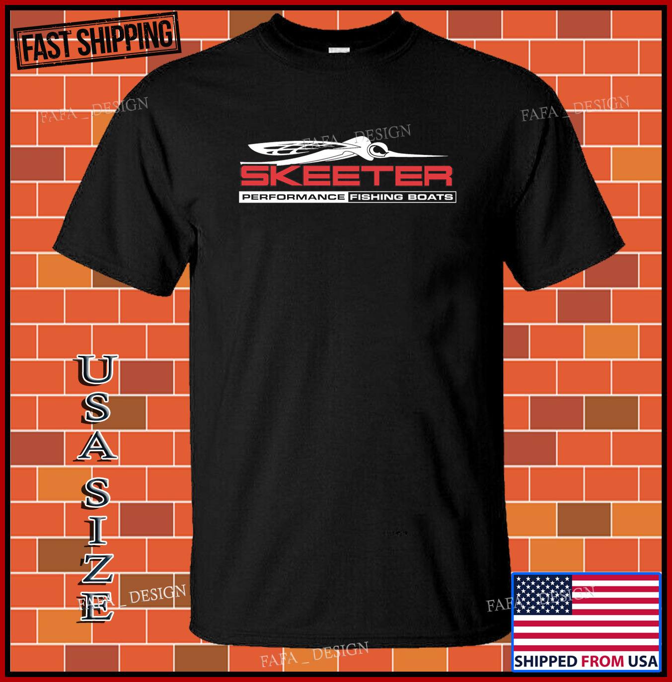 Skeeter Fishing Boats Logo Men's Black T-Shirt Size XL - Made in Usa ...