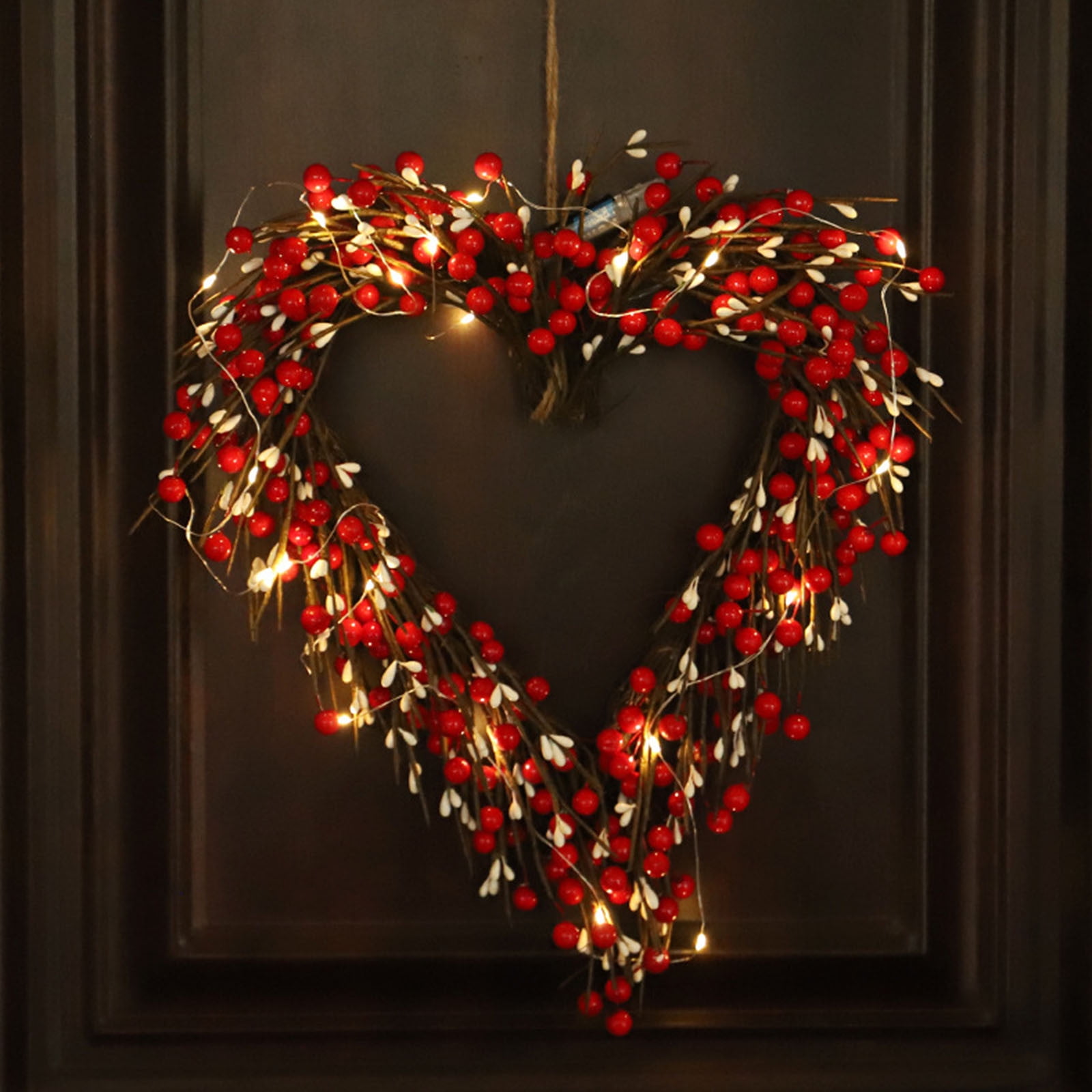 Skegnu 16-Inch Wreath Heart-shaped Valentine's Day Decorative Garland ...