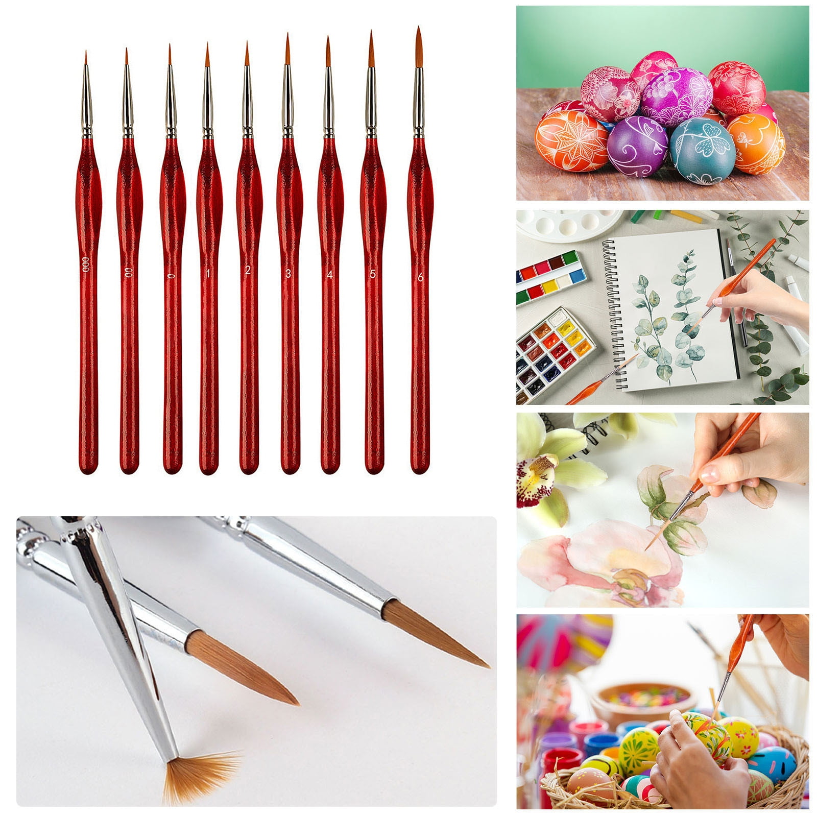 Skegnu Back to School Supplies Sal 9 PCS MINIATURE DETAIL PAINT BRUSH ...
