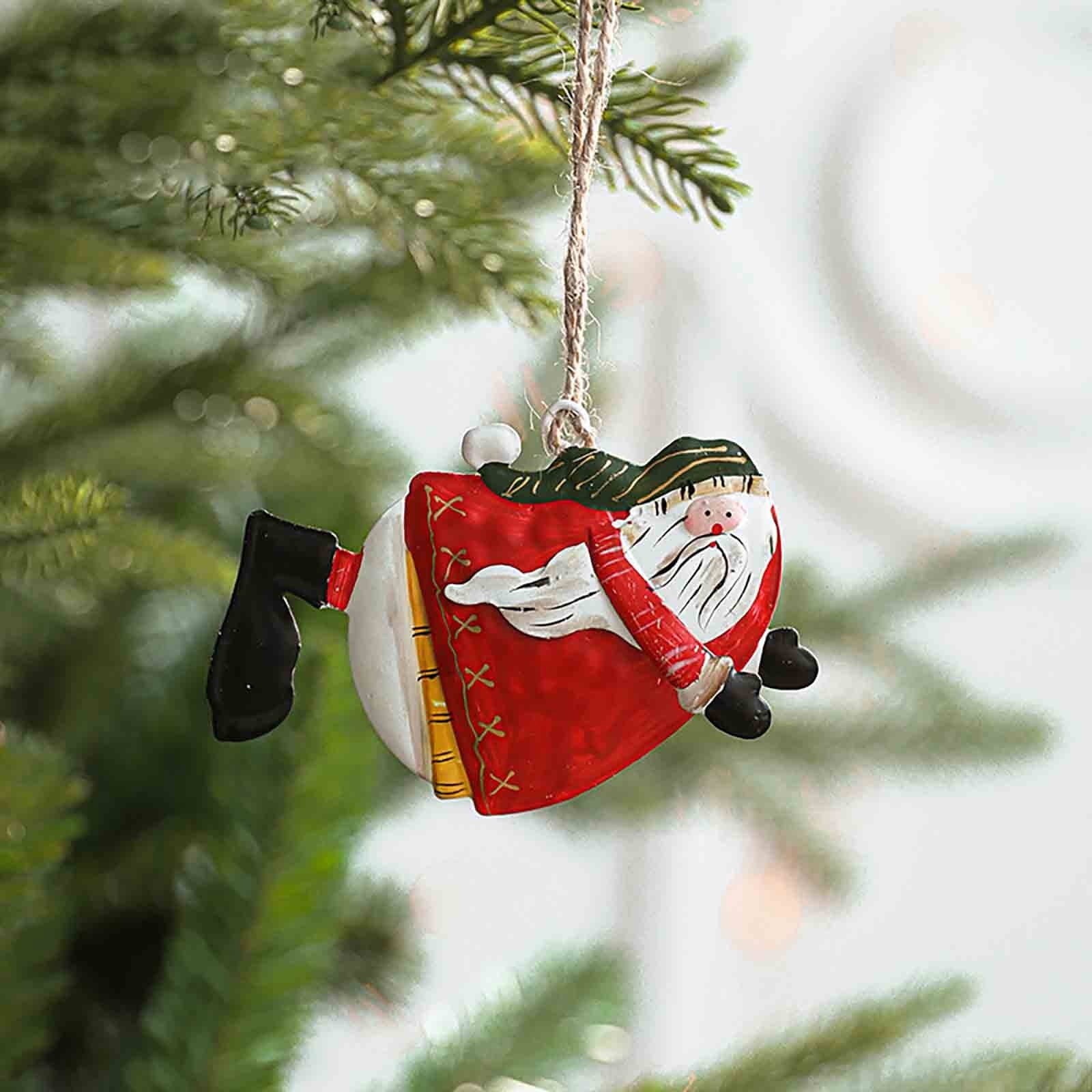 Skegnu Wrought Iron Christmas Tree Red Santa Claus Pendant Christmas ...