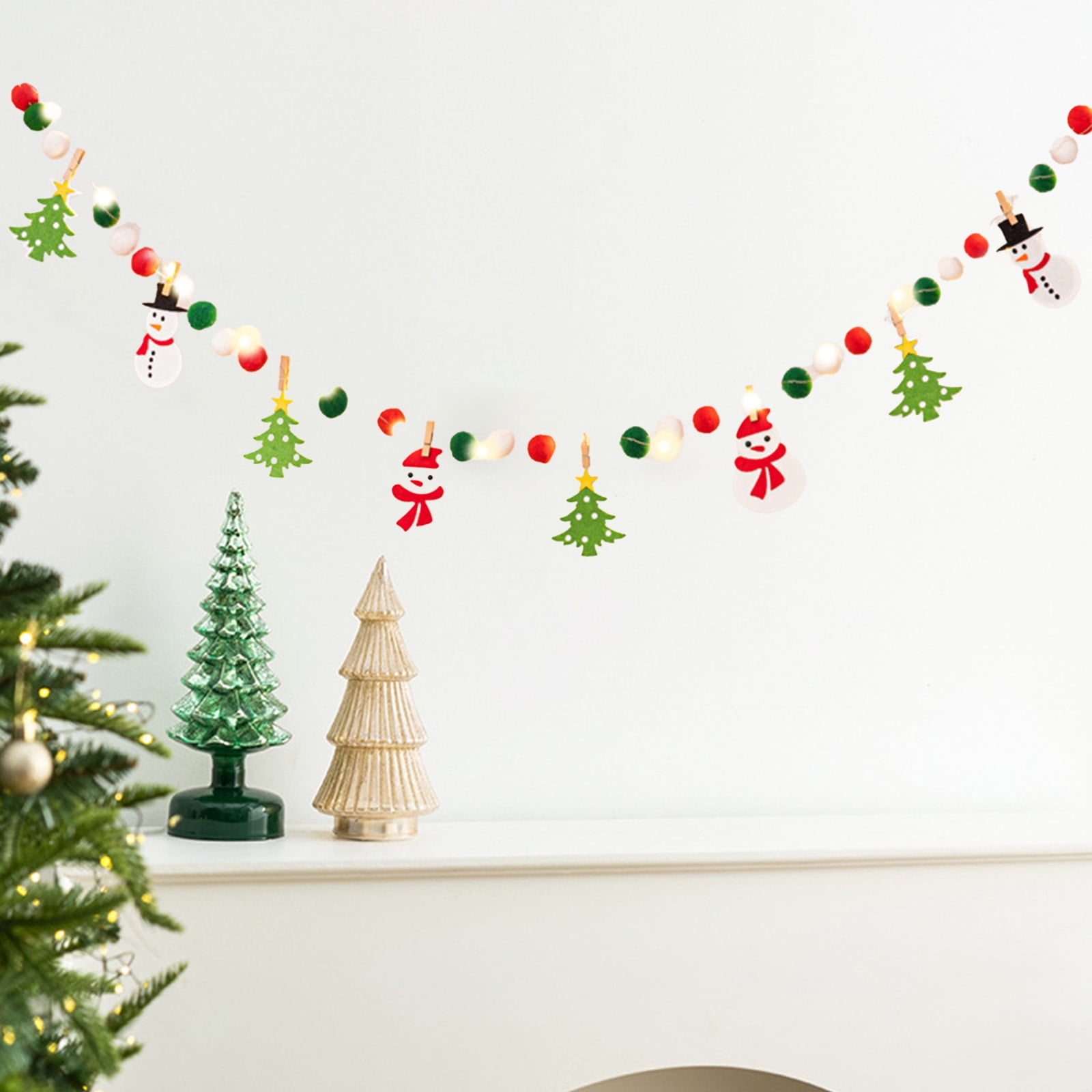 Skegnu Christmas Tree Decoration String Lights Luminous Flags Hanging ...