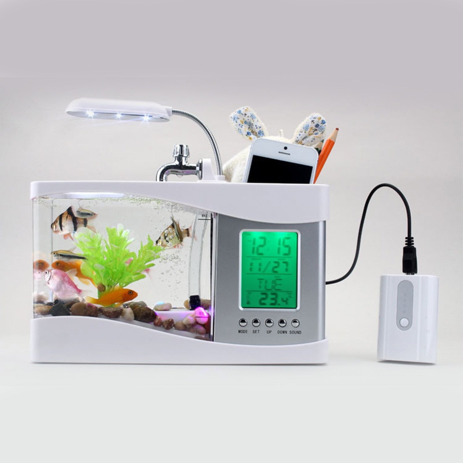 Skegnu Loud Alarm Clock LED Small Table Lamp Integrating Fish Tank ...