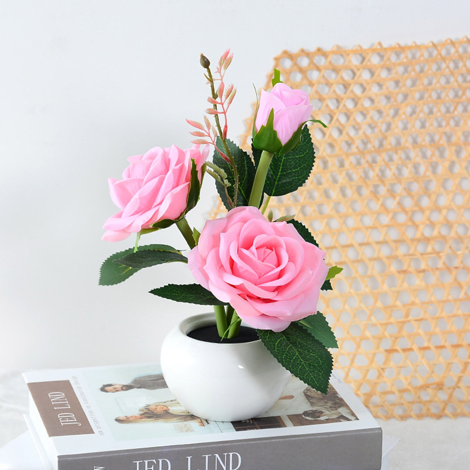 Skegnu Luminous Rose Artificial Rose Lamp LED Table Lamp Bedroom Flower ...