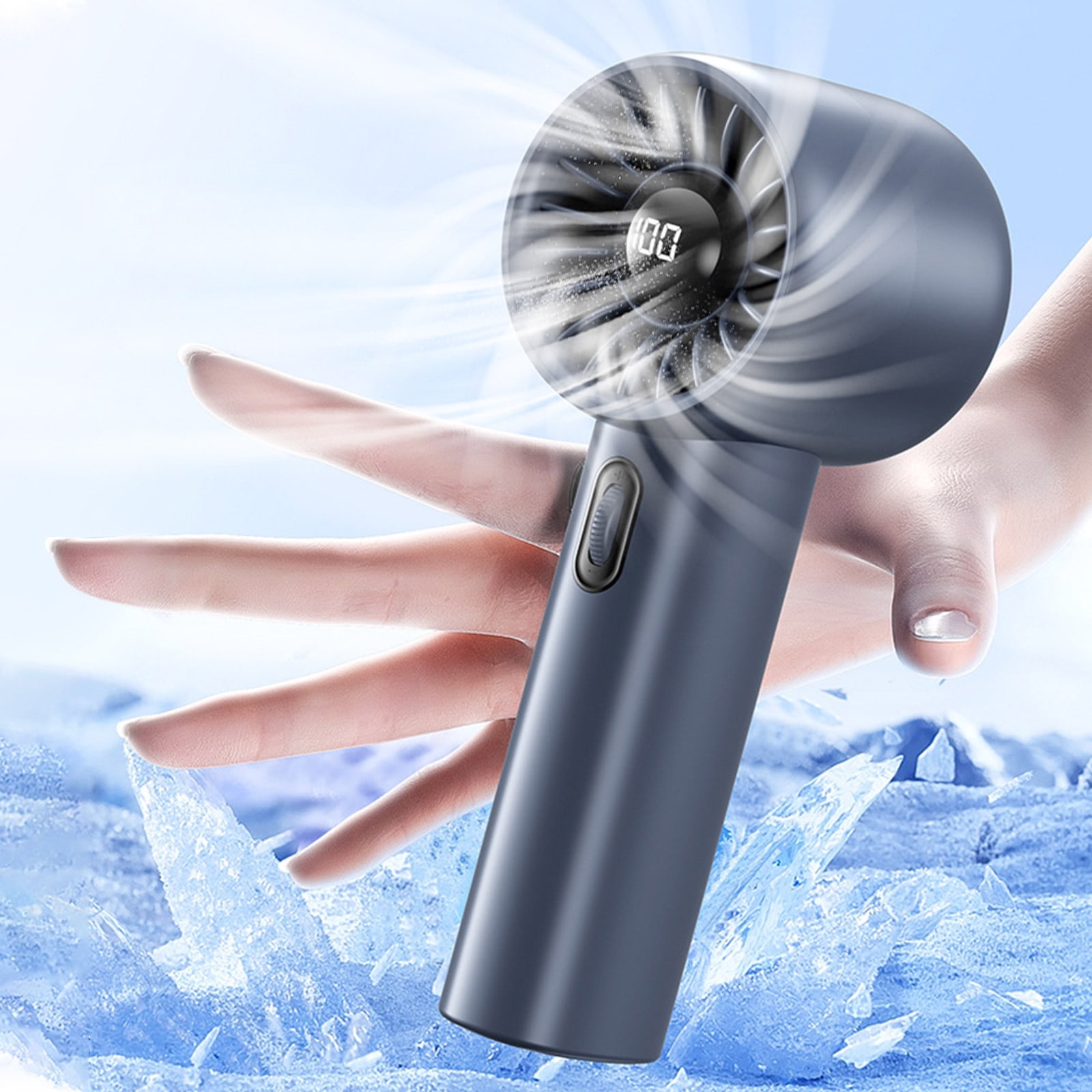 Skegnu Mini Fan New Digital Display 100 Speed Fan Handheld Stepless ...