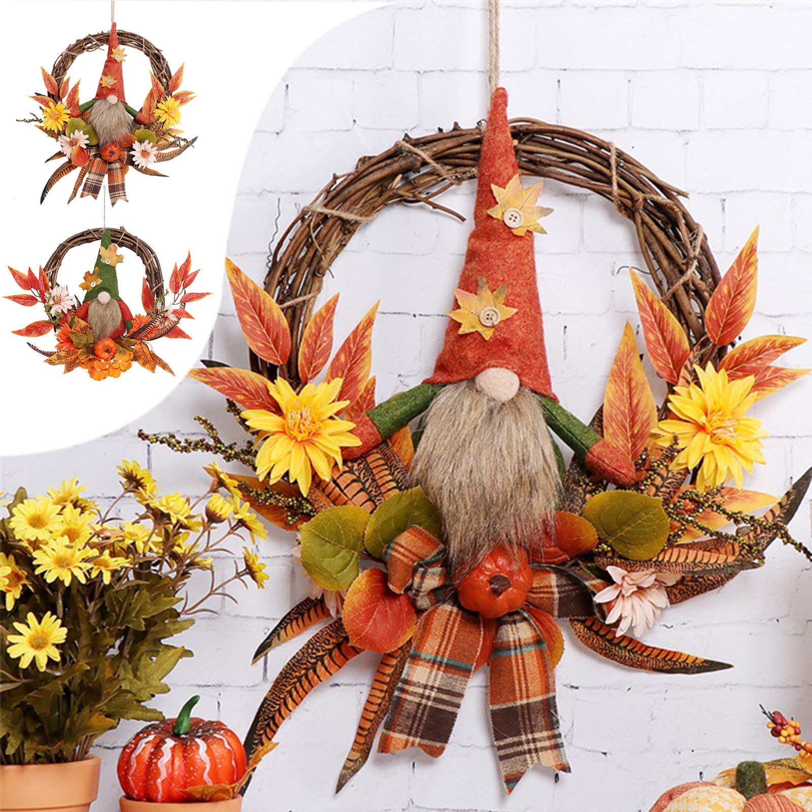 Skegnu Outdoor Christmas Wreaths Fall Decorations Maple Leaf Garland ...