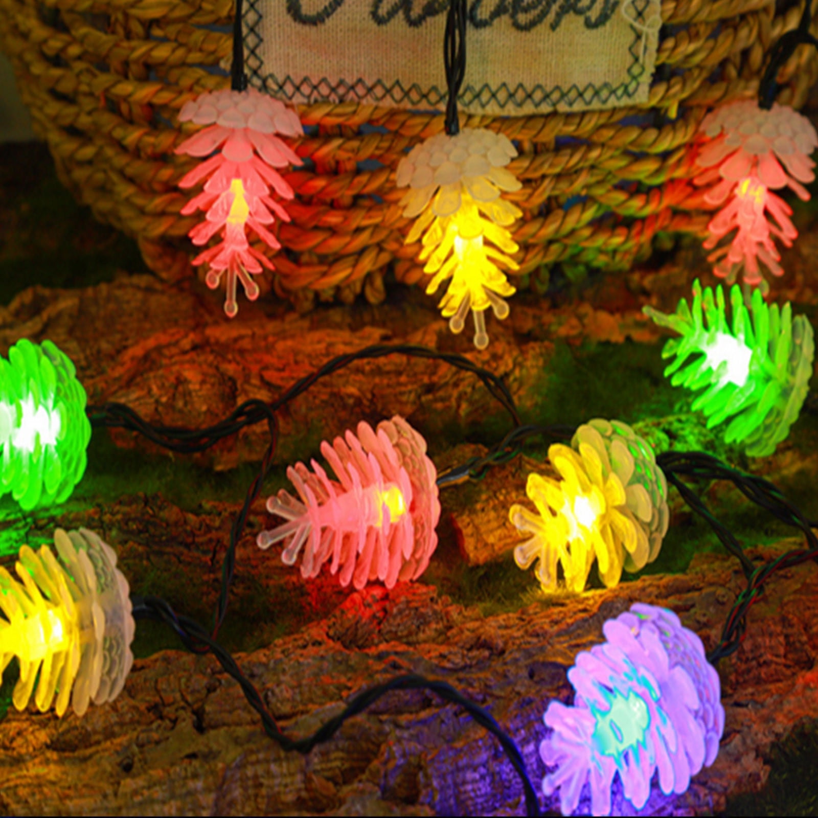 Skegnu Outdoor Patio String Lights Pinecone String Lghts Solar Energy ...
